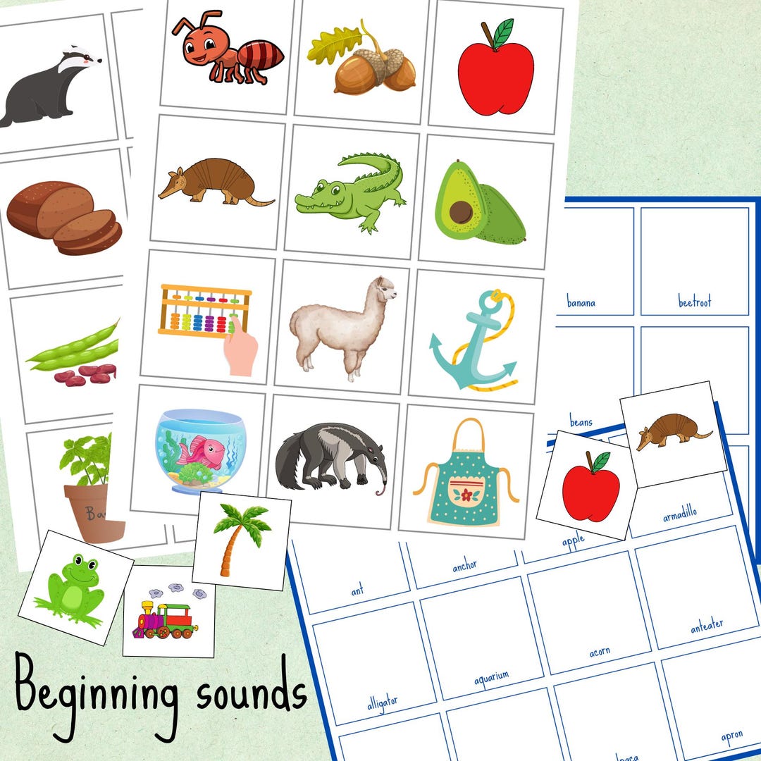 Phonics Picture Match Task Cards, Beginning Sounds Matching Activity ...