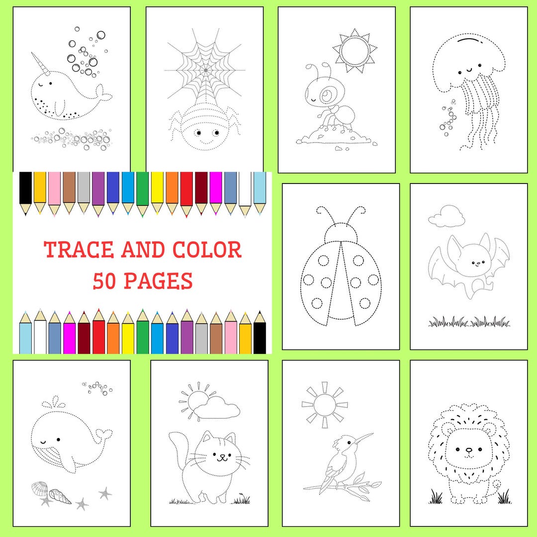 Animal Activity Sheets - Trace & Color Worksheets for Preschool ...
