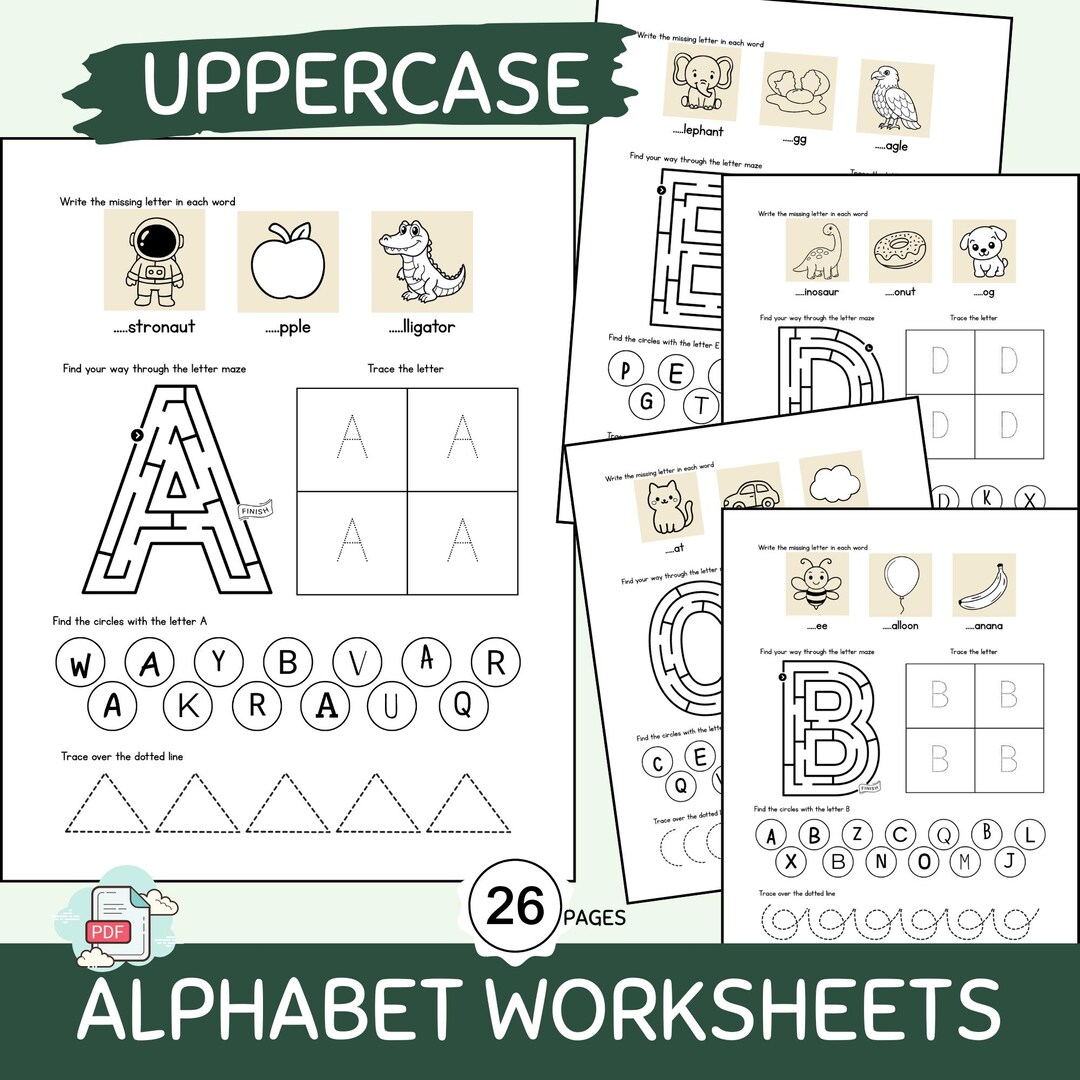 Uppercase Letter Practice Worksheets | Alphabet Activities for ...