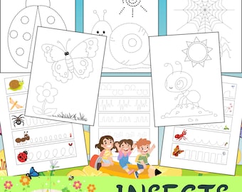 Bugs Pre-writing Line Tracing Insects Butterflies Toddler Preschool ...
