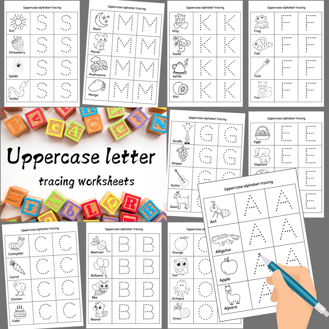 Tracing Capital Letters Worksheets | Uppercase Letter Practice for Kids ...