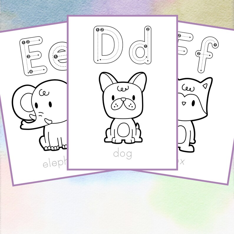 Letter Tracing Worksheets, Animal Alphabet Coloring Pages, Preschool ...