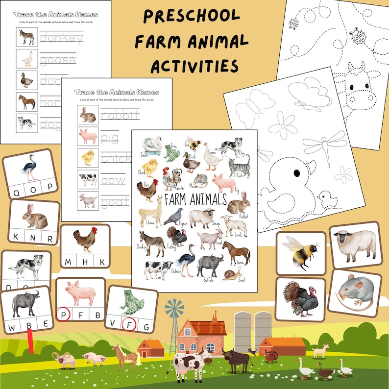 Farm Animals Preschool Activities | Printable Kids Learning Pack | PDF ...