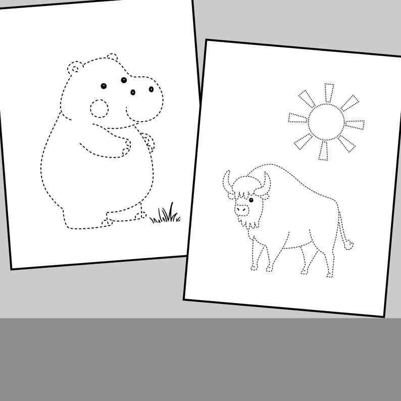 Zoo Animal Trace and Color Pages | Preschool Fine Motor Worksheets - Etsy
