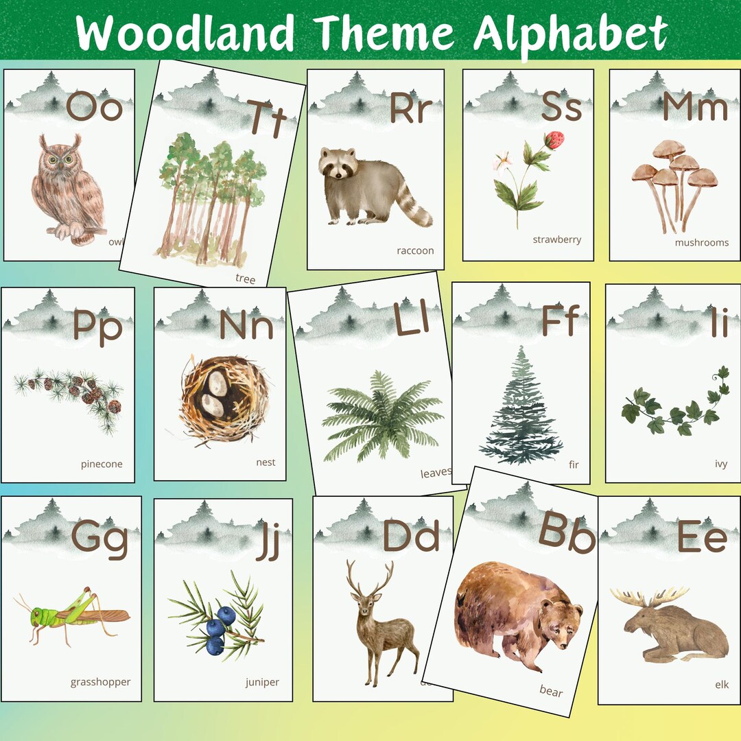 Woodland Alphabet Flashcards | Phonics ABC Printable Cards for ...