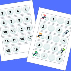 Penguin Math Number Sequence Worksheets 1-20 Winter Preschool ...