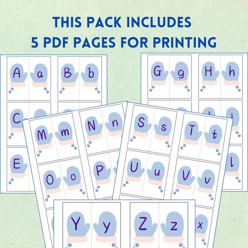 Mittens Letter Matching Game, ABC Puzzles, Preschool, Kindergarten ...