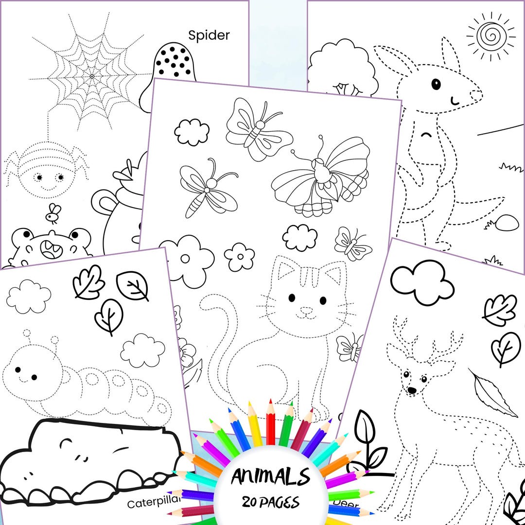 Trace and Color Worksheet for Kids, Coloring Pages, Trace Practice ...