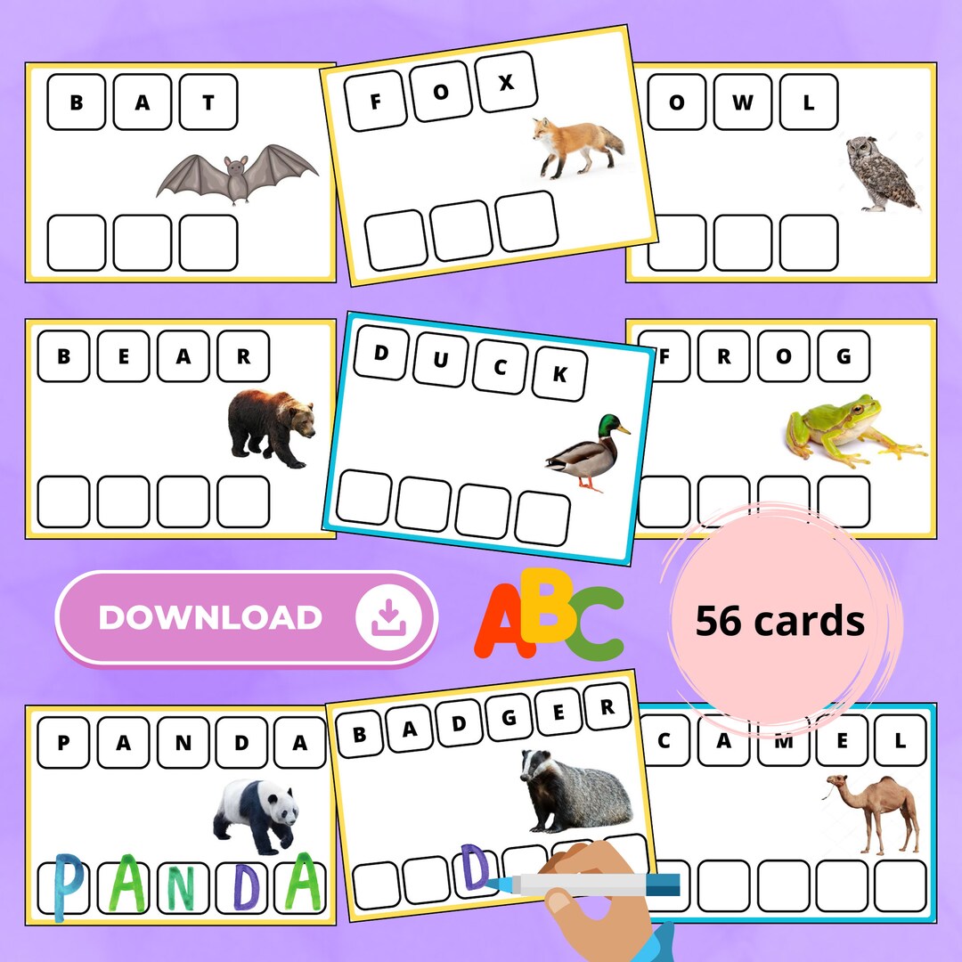Animal Sight Word Flashcards for Kindergarten | Fun Letter Matching ...