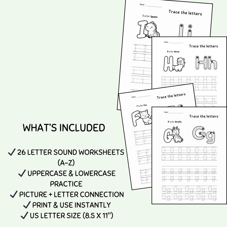 Beginning Letter Sounds Worksheets A–Z | Animal Phonics Tracing ...