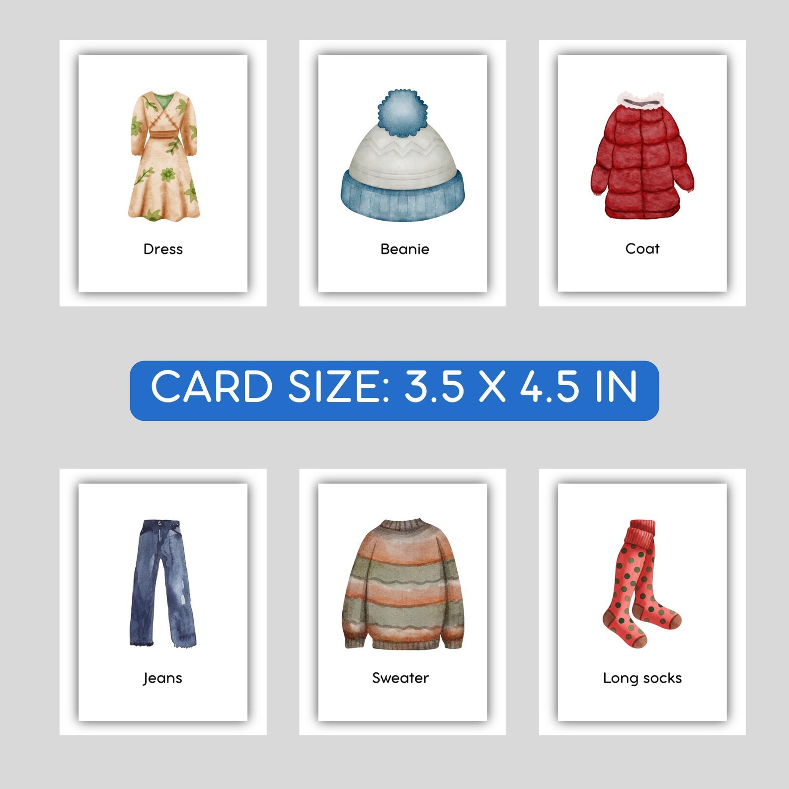 Kids Winter Clothing Cards | Printable Vocabulary Flashcards for ...