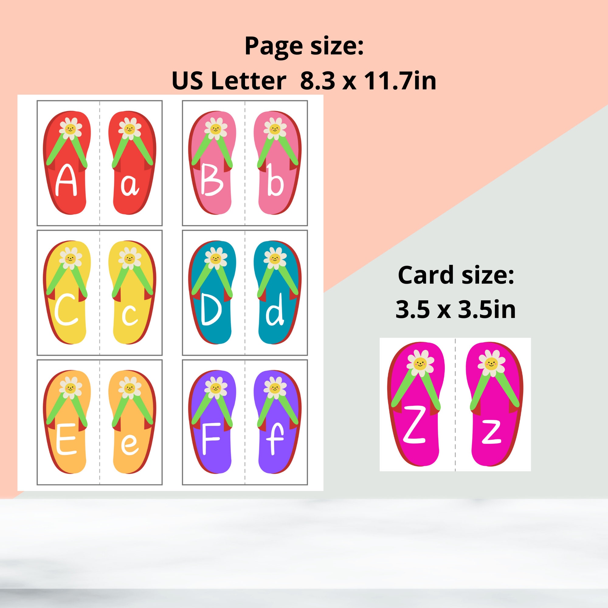 Flip Flop Alphabet Matching Cards, Preschool Printable, Letter ...