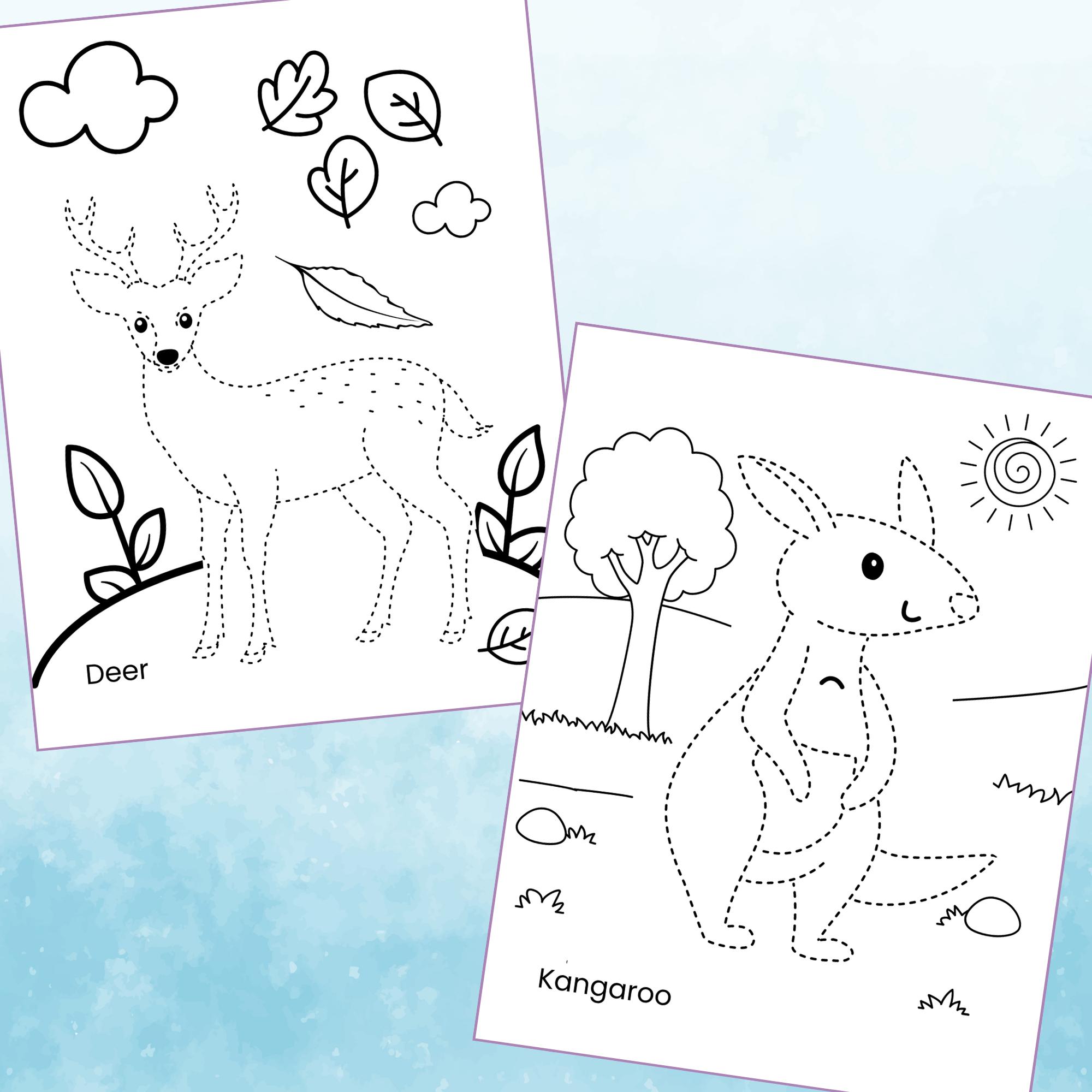 Trace and Color Animal Worksheets | Kids Fine Motor Skills & Pencil ...