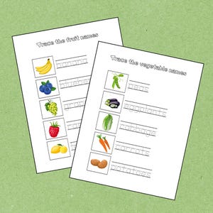 Fruits and Vegetables Word Tracing Worksheets | Preschool ...