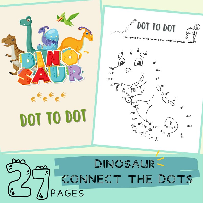 Dino Dot to Dot Printable | Dinosaur Connect-the-dots Pages for Kids ...