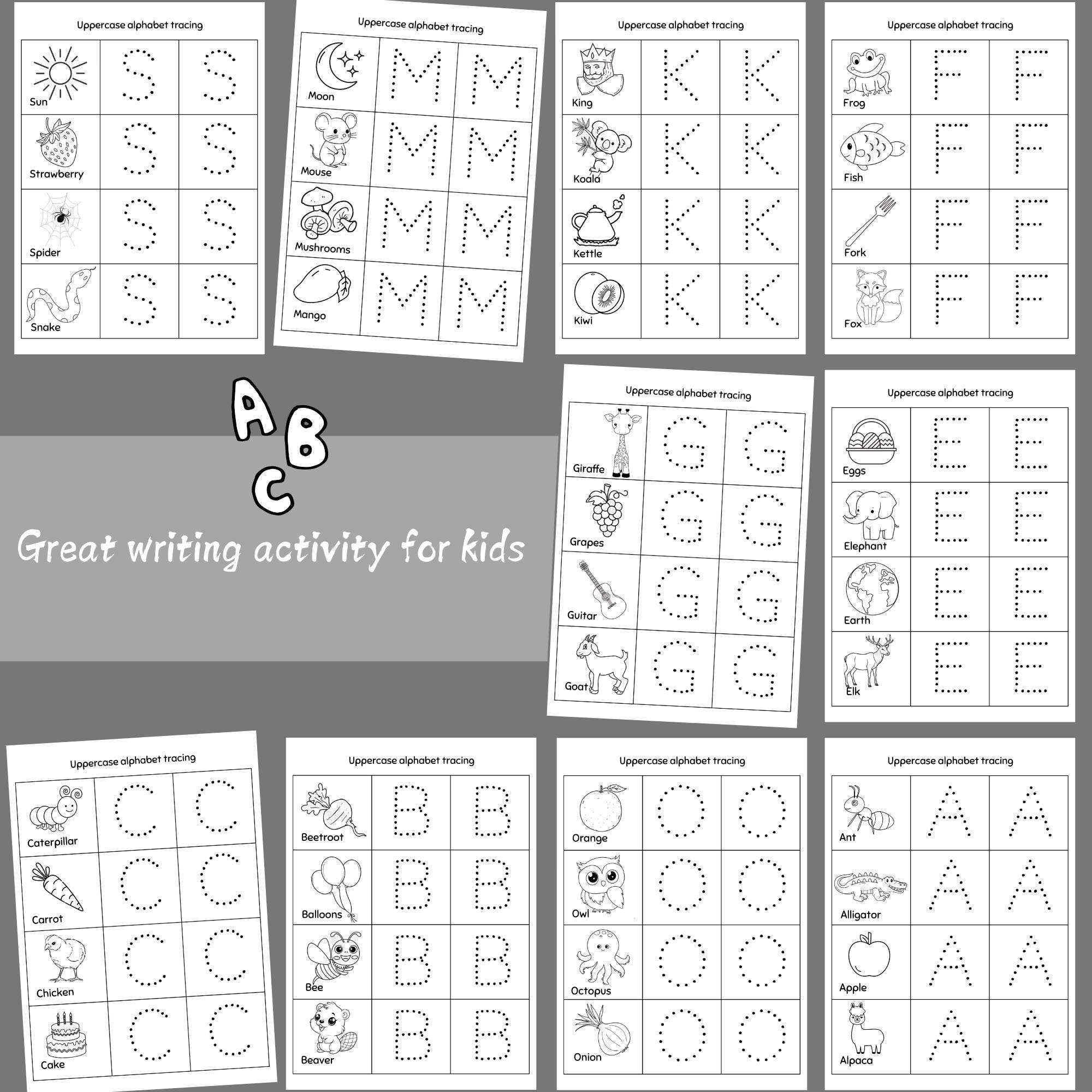 Tracing Capital Letters Worksheets | Uppercase Letter Practice for Kids ...