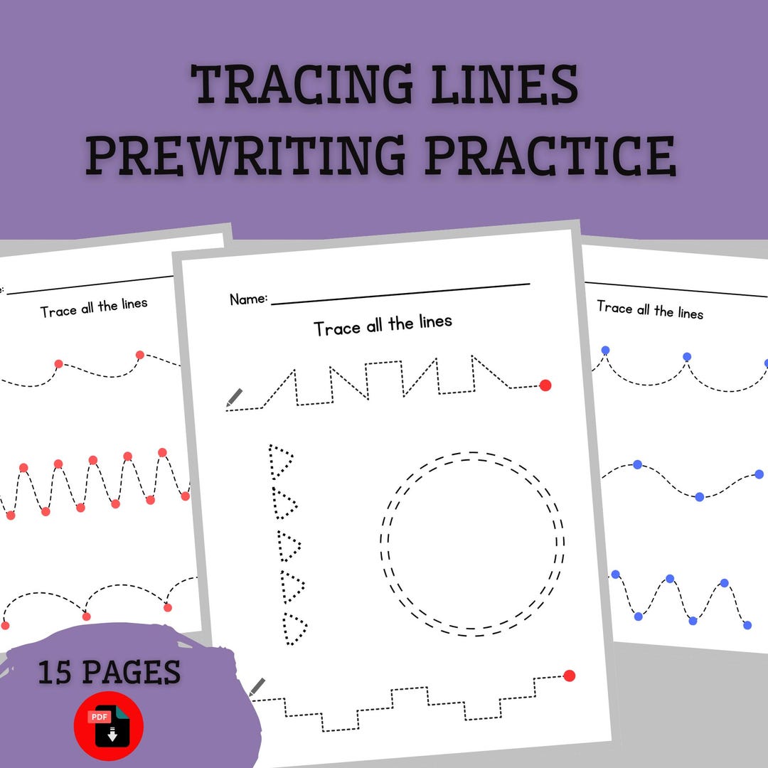 Tracing Lines Worksheets for Preschool | Prewriting Practice Printable ...