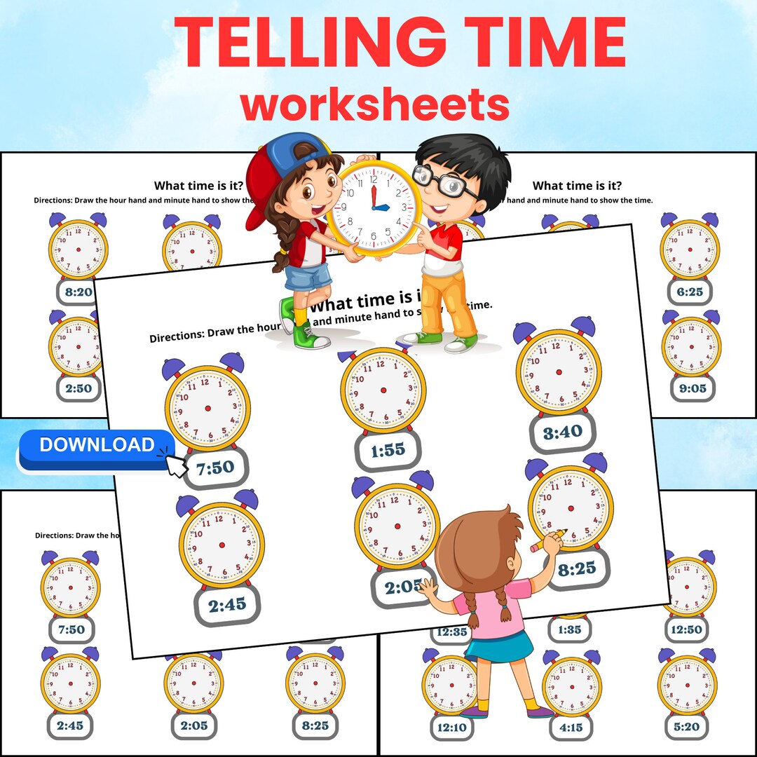 Telling Time, Kids Activity Sheets, Instant Download, Montessori ...