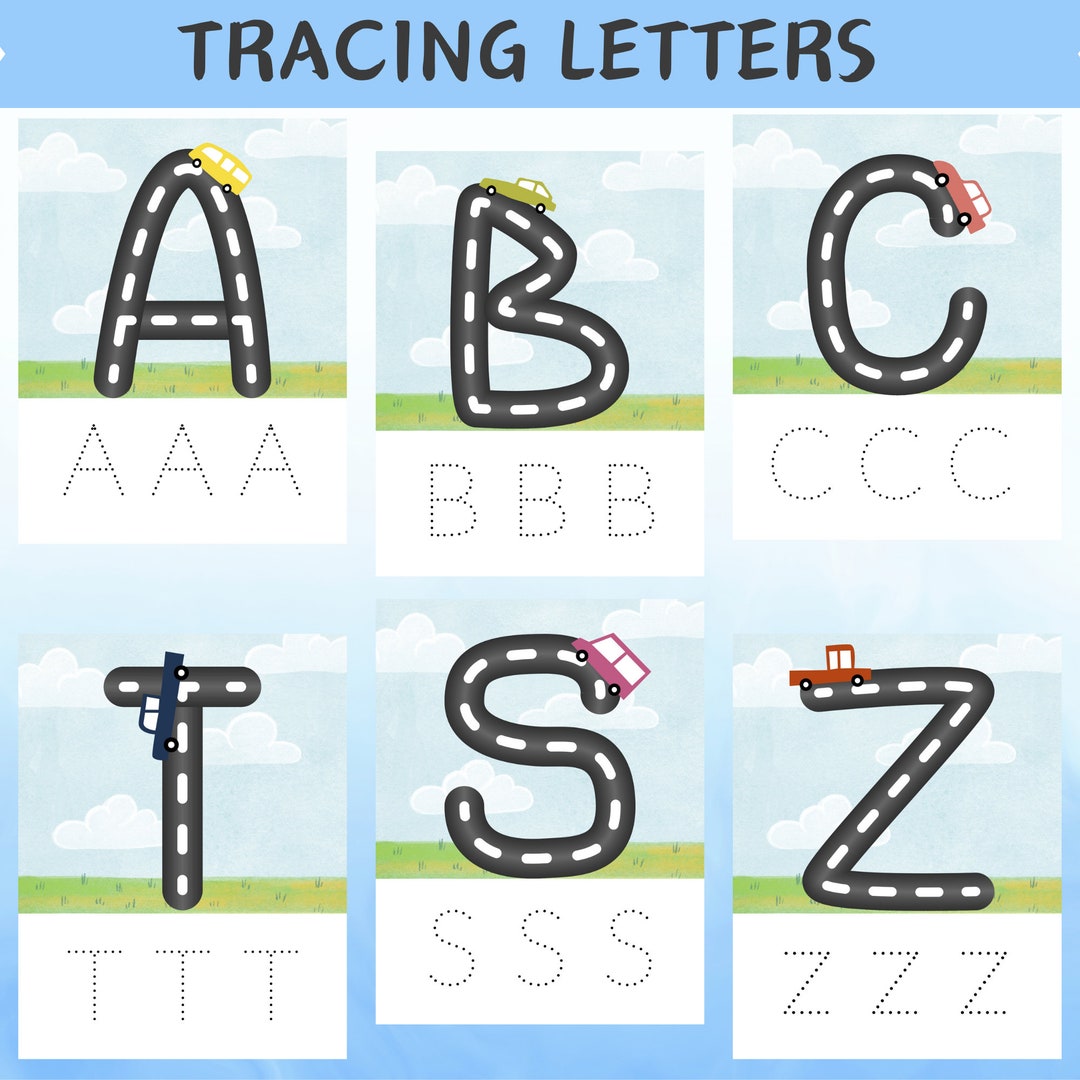 Letter Tracing Flashcards, Road Trace Activity Book, Alphabet Learning ...
