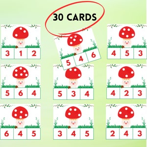 Mushrooms Montessori Count and Clip Cards 1-10 | Toddler & Preschool ...