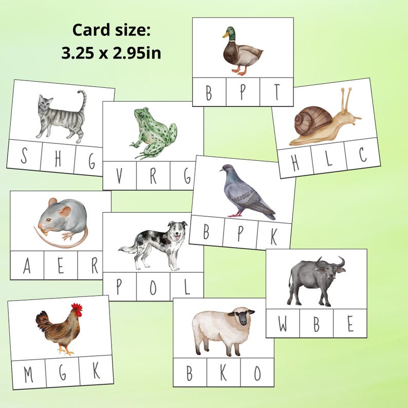 Spanish Phonics Clip Cards | Printable Farm Animal Beginning Sound ...