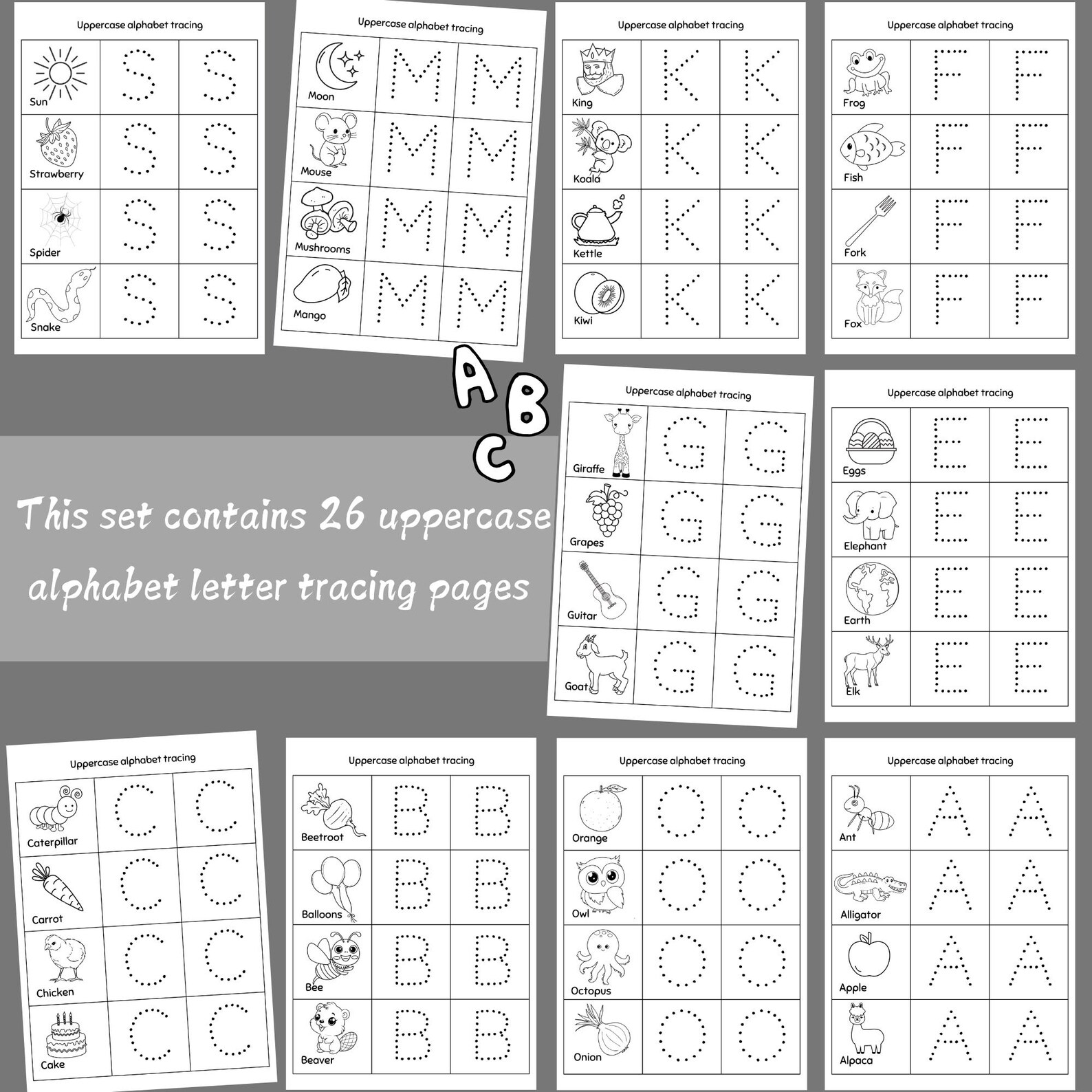 Tracing Capital Letters Worksheets | Uppercase Letter Practice for Kids ...