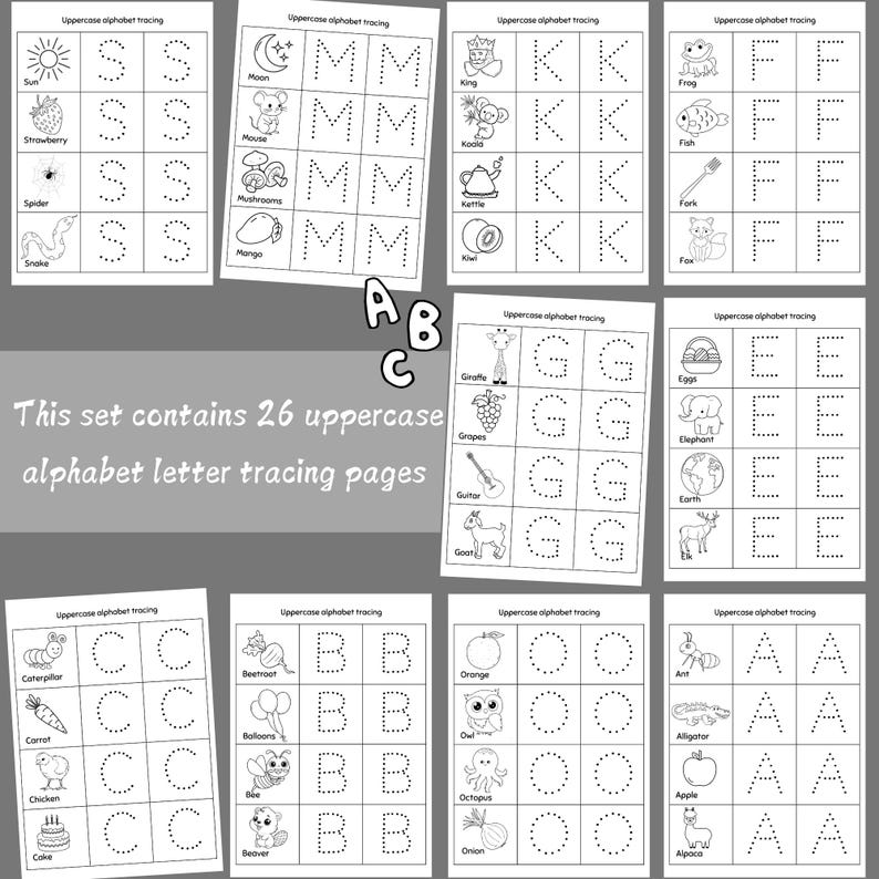 Tracing Capital Letters Worksheets | Uppercase Letter Practice for Kids ...