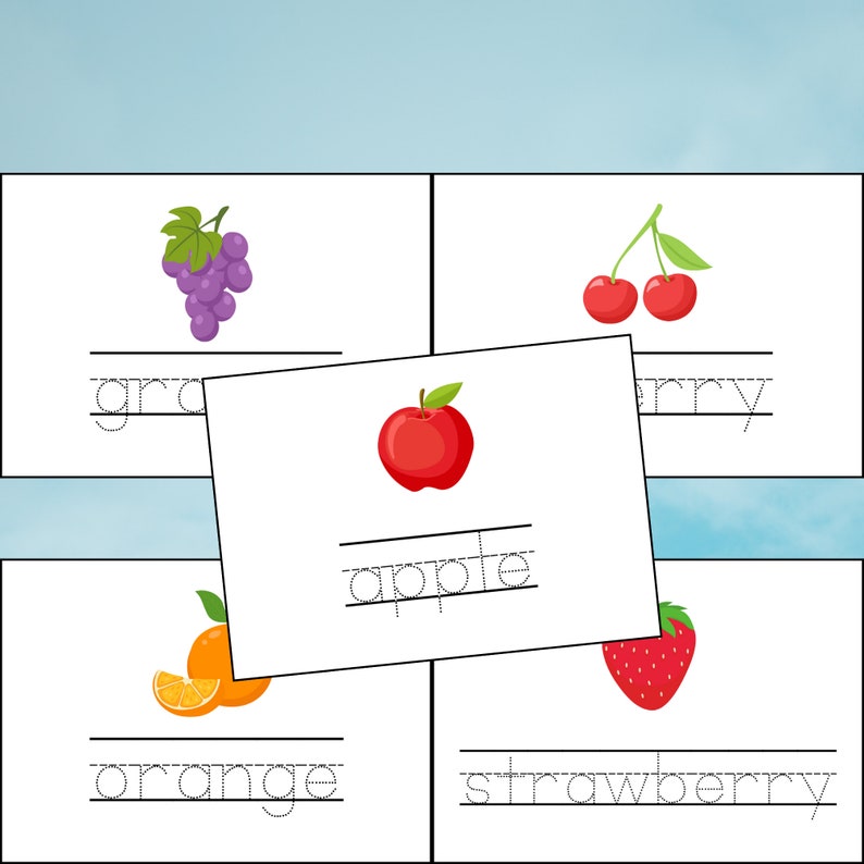 Fruit Word Tracing Flashcards | Learn Fruit Names & Practice Writing ...