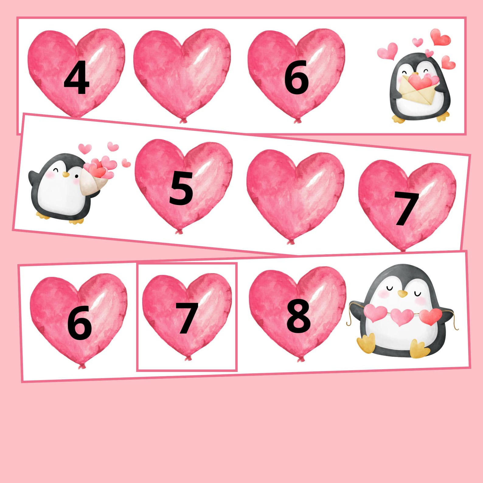 Valentine’s Math Number Sequence Worksheets 1-20 | Preschool ...