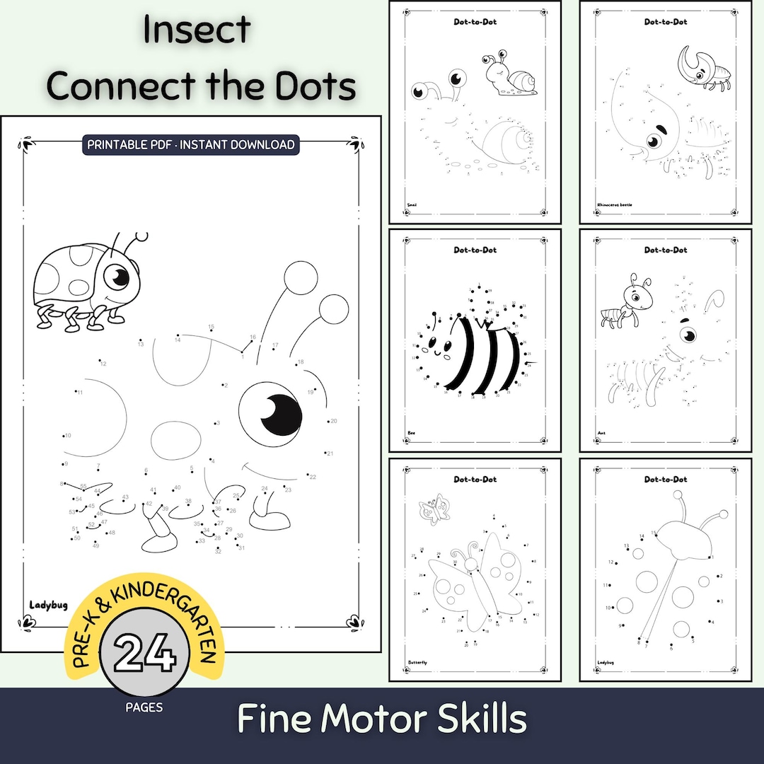 Dot to Dot Insects Printable | Connect the Dots Worksheets for Pre-k ...