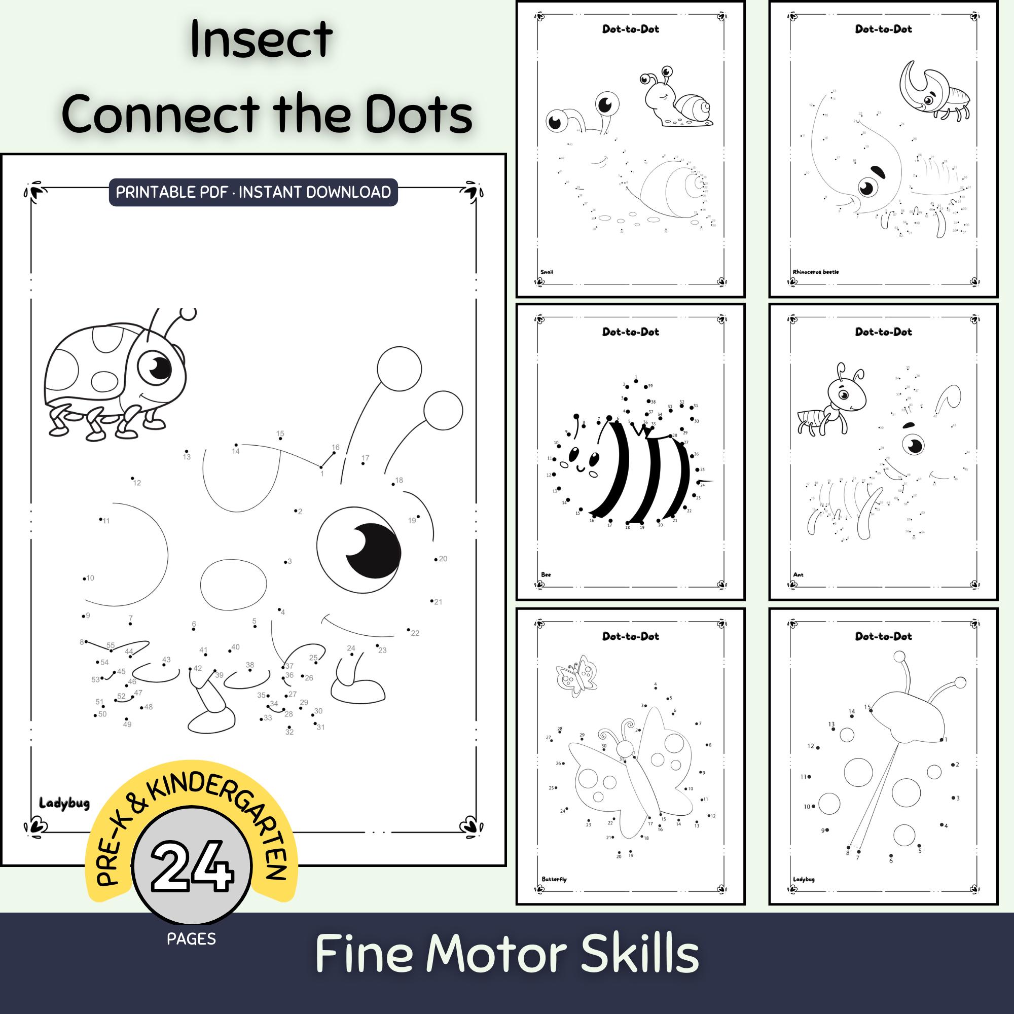 Dot to Dot Insects Printable | Connect the Dots Worksheets for Pre-k ...