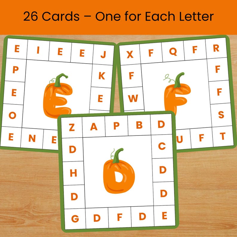 Pumpkin Alphabet Clip Cards: Uppercase Letter Matching for Preschool - Etsy