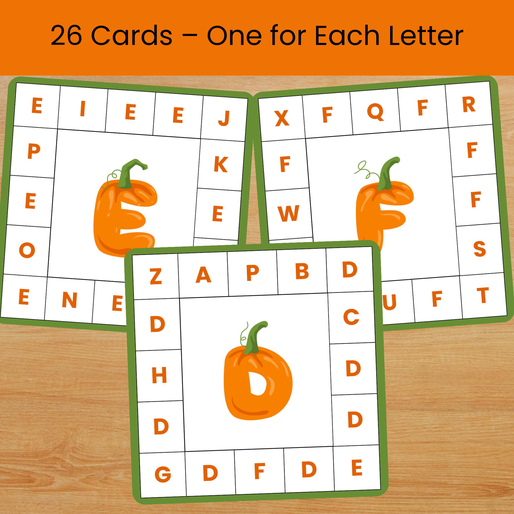 Pumpkin Alphabet Clip Cards: Uppercase Letter Matching for Preschool - Etsy