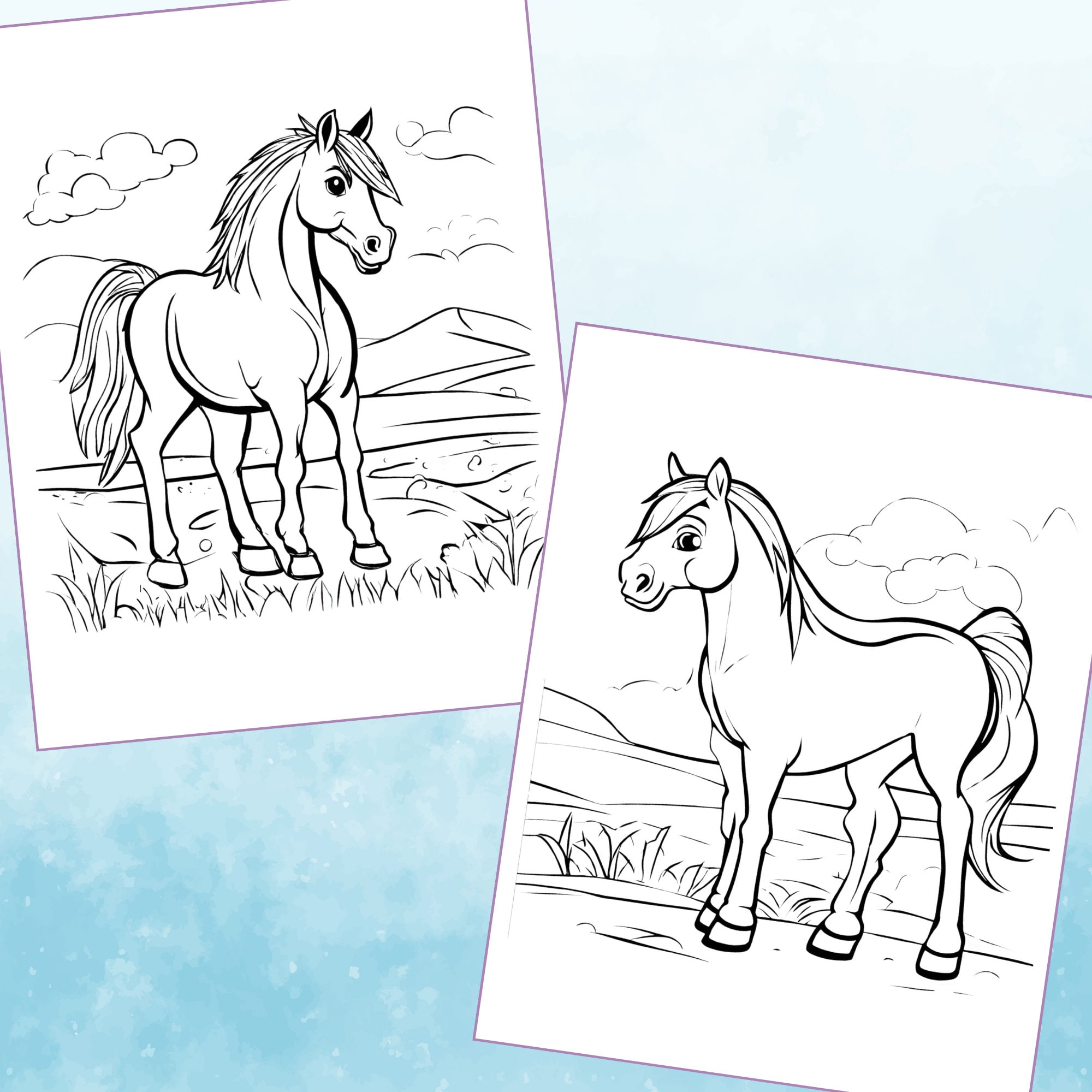 Simple Horse Coloring Pages for Kids - Etsy