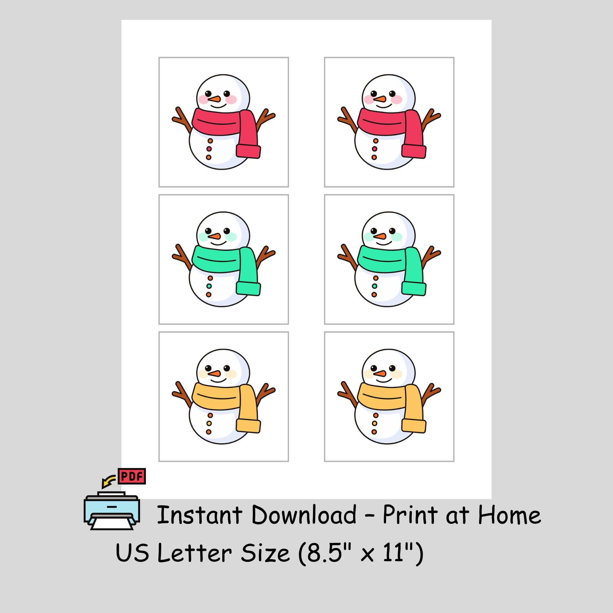 Snowman Color Matching Cards Printable Winter Activity for Kids PDF - Etsy
