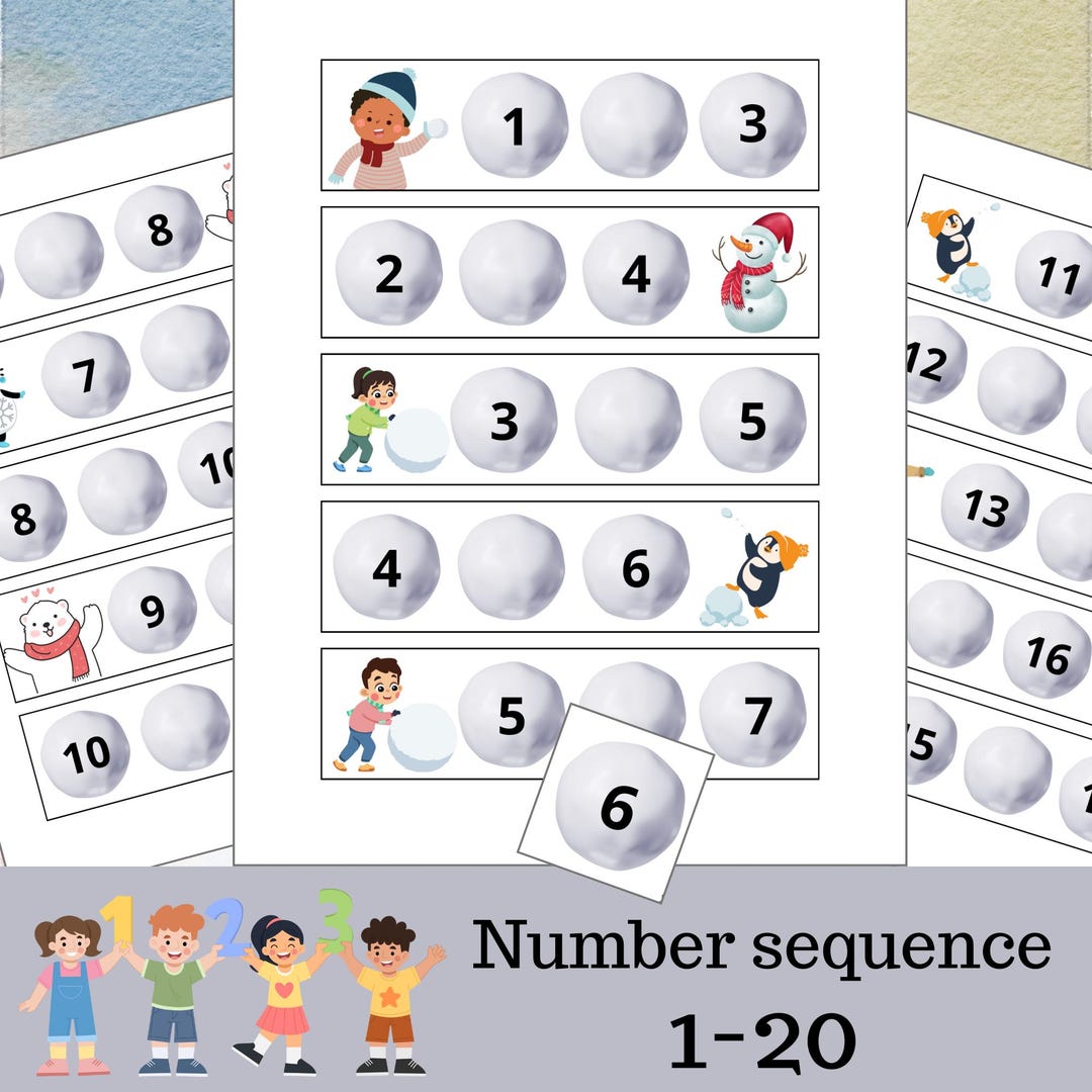 Number Worksheets for Preschool, Missing Numbers 1-20, Kindergarten ...