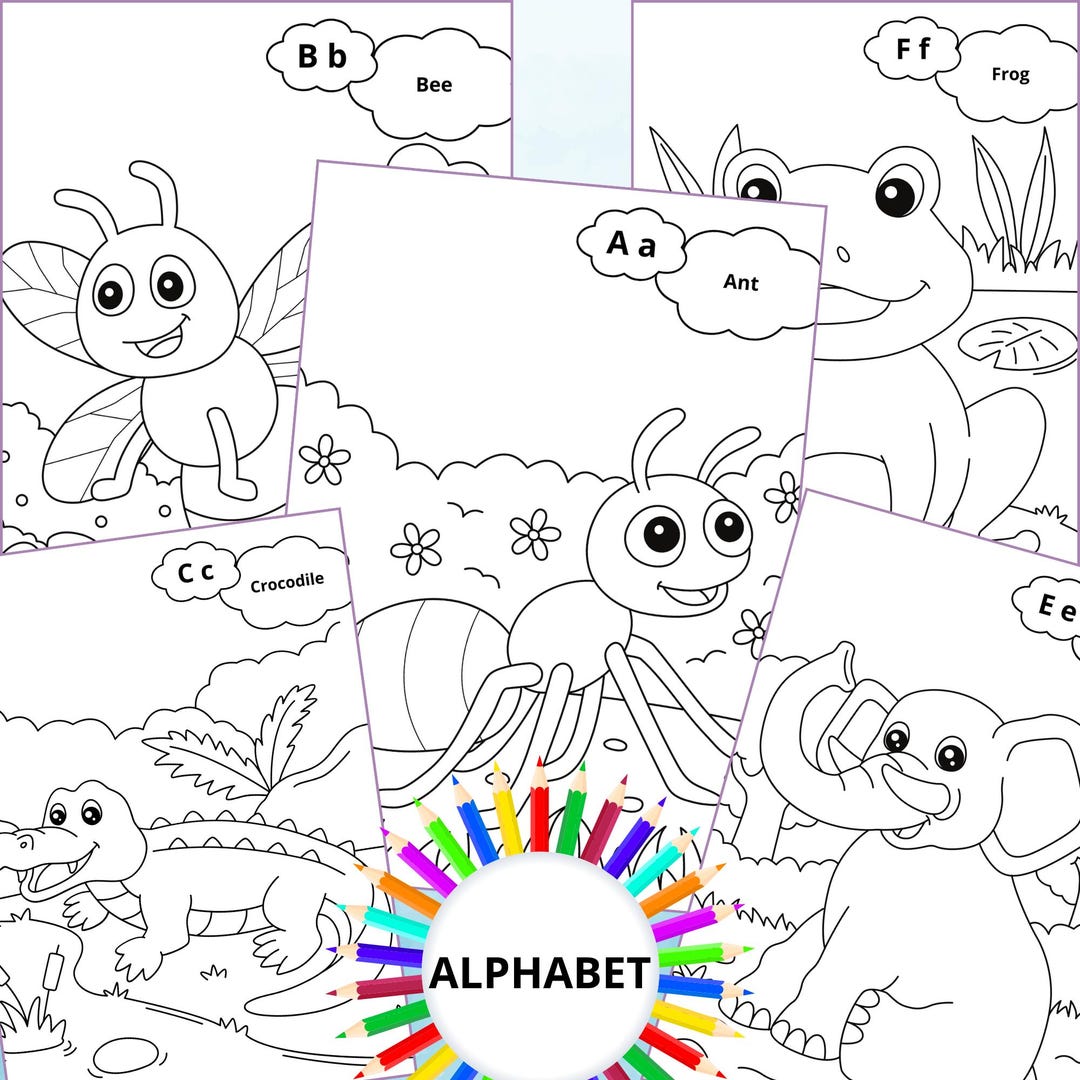Animal Alphabet Coloring Book, Toddler Alphabet Activity, Animal A to Z ...