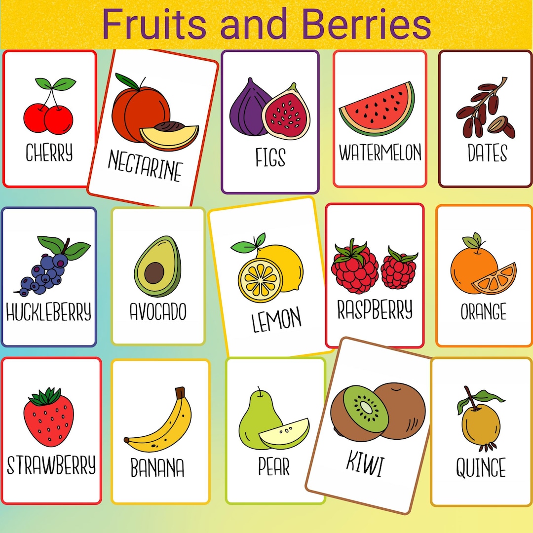 Fruits and Berries Alphabet Cards | Printable ABC Flashcards for ...