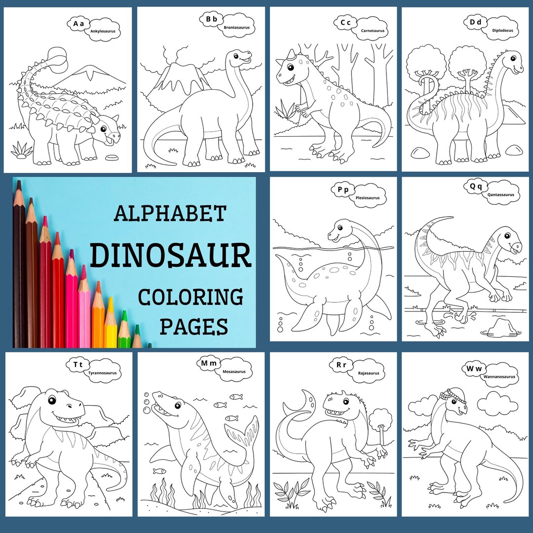 Dinosaur Alphabet Coloring Sheets | A-Z Toddler Activity, Homeschool ...