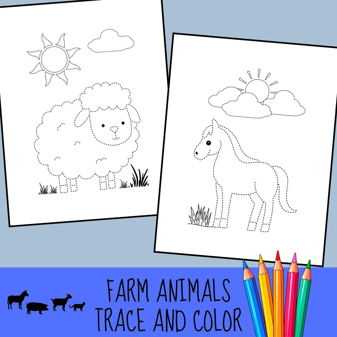 Animal Tracing & Coloring Sheets for Kids - Preschool, Pre K ...