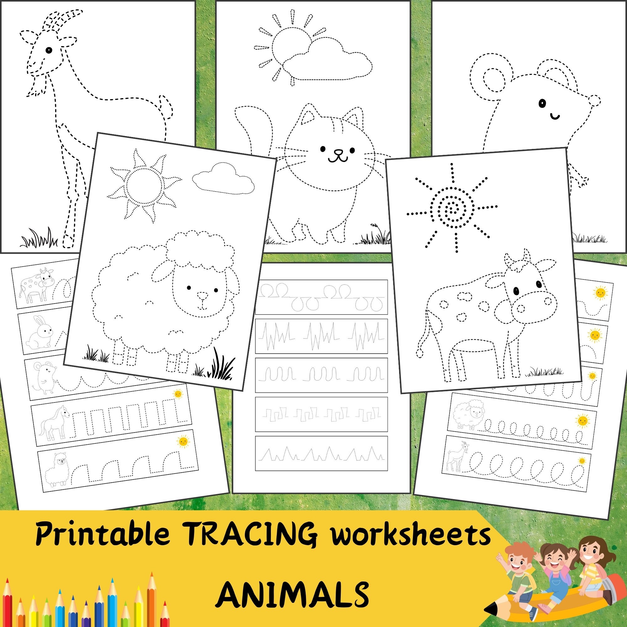 Tracing Practice, Pre-writing Worksheets, Animals, Toddler, Preschool ...