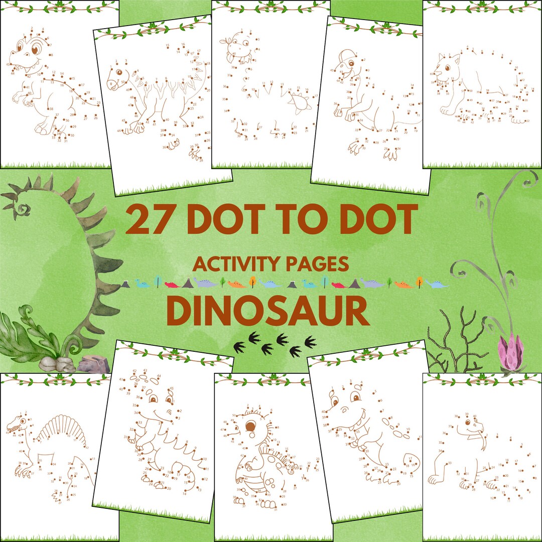 Connect the Dots, Dinosaur Dot to Dot Worksheets, Preschool Busy Book ...