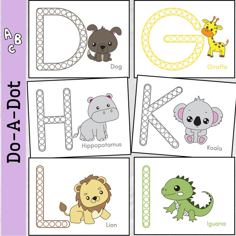 Dot Marker Printable Alphabet | A-Z Animal Worksheets for Kids PDF - Etsy