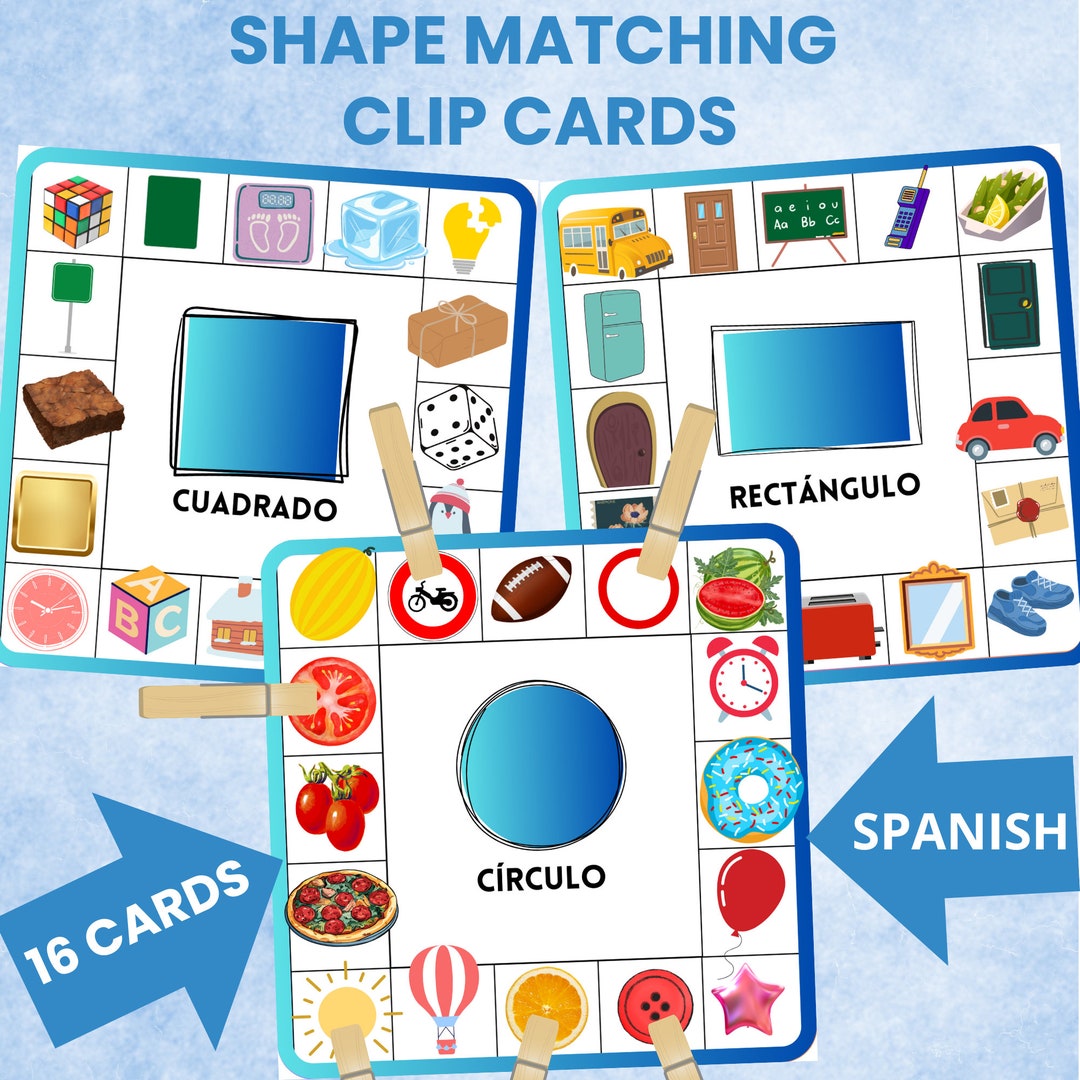 Shapes Matching Game in Spanish | Printable Task Cards for Math ...