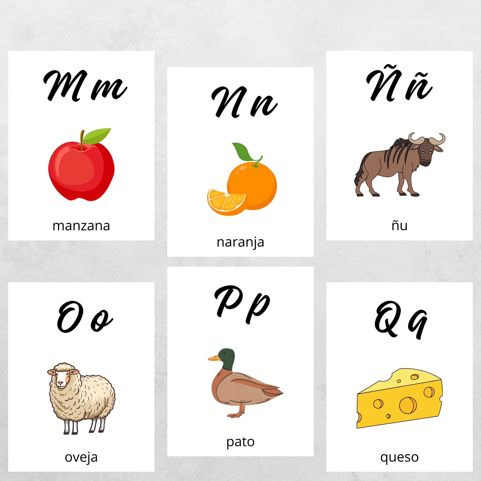 Spanish ABC Flash Cards for Kids, Preschool Alphabet Activity, Teaching ...