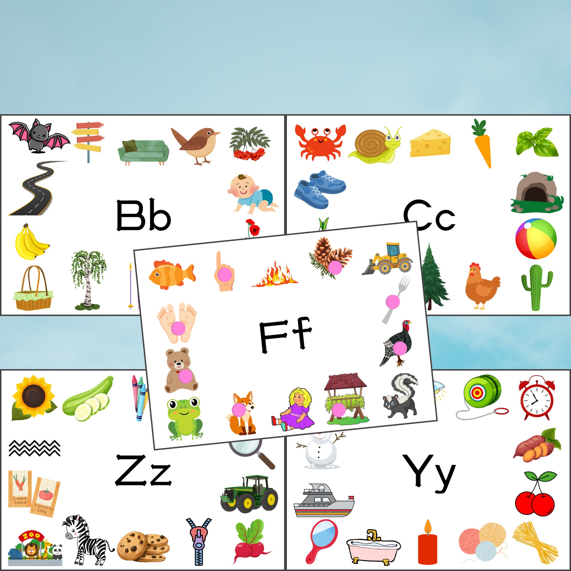 Initial Sound Phonics Alphabet Cards, Montessori Education ...