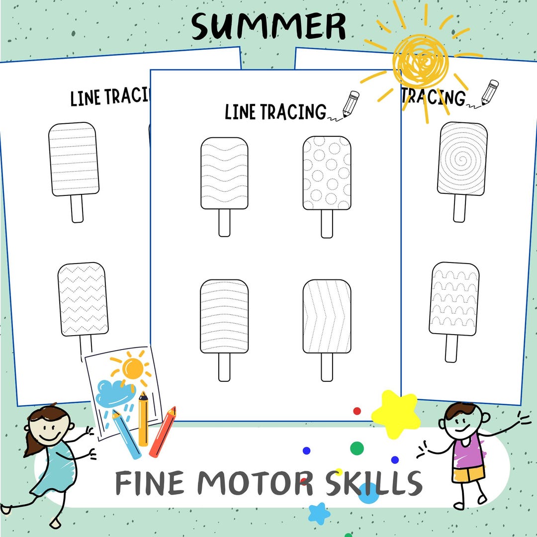 Ice Cream Line Tracing Worksheets for Toddlers | Printable Fine Motor ...