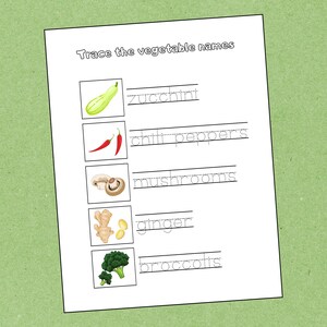 Fruits and Vegetables Word Tracing Worksheets | Preschool ...