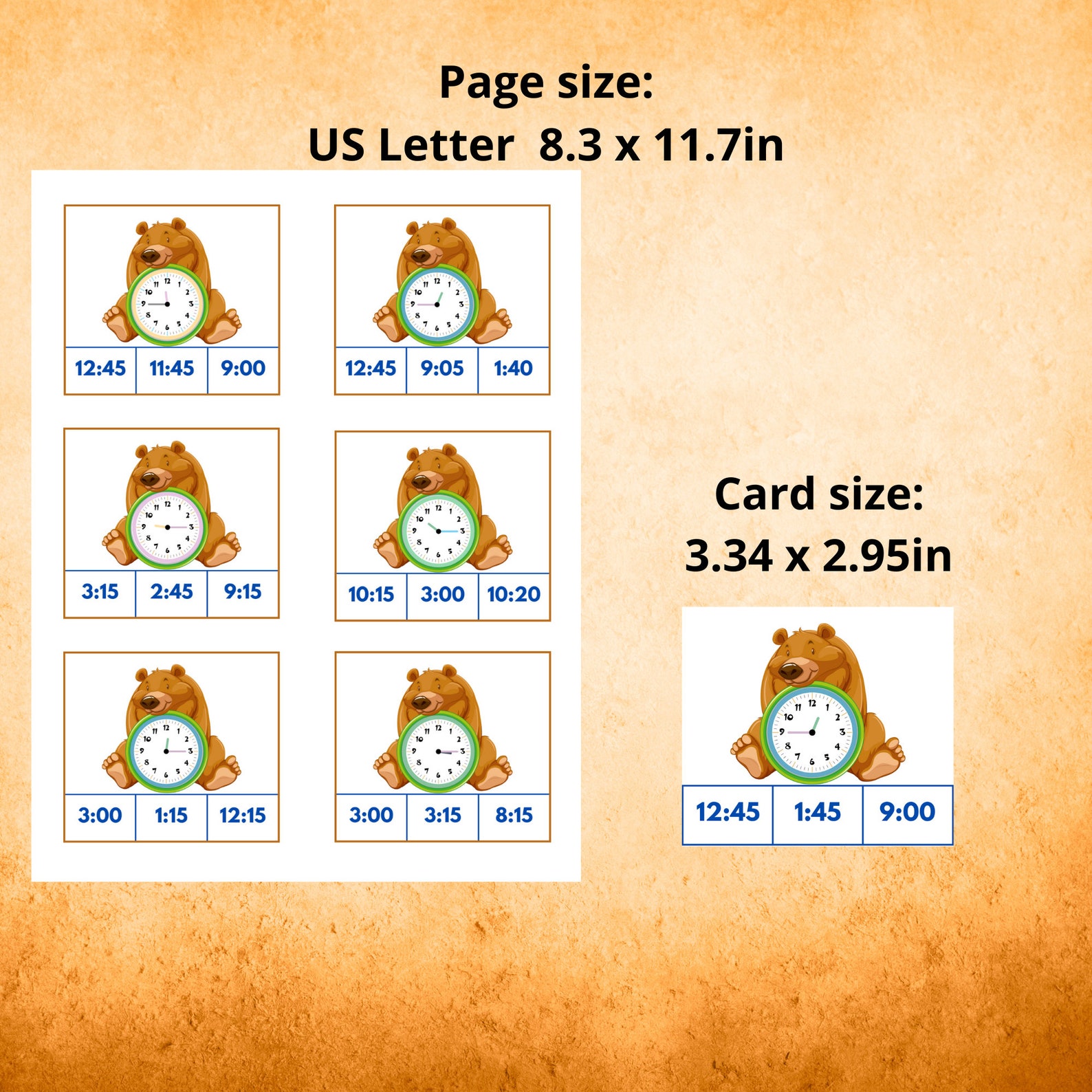 Bear Analog Telling Time Clip Cards, Homeschool Resources, Printable ...