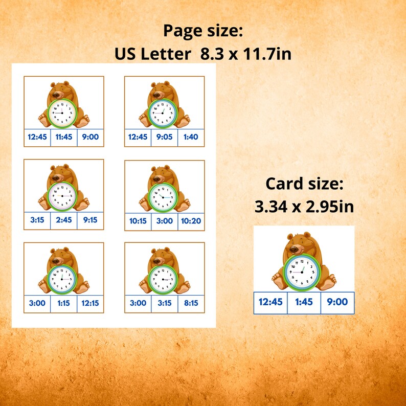 Bear Analog Telling Time Clip Cards, Homeschool Resources, Printable ...
